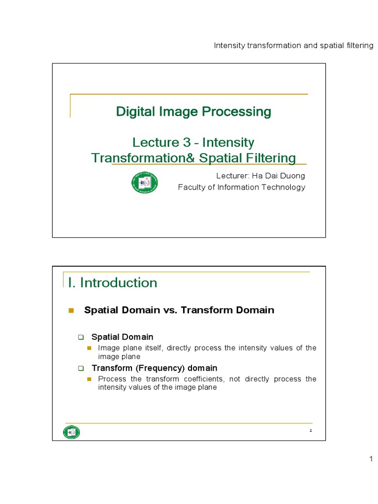 Lecture 03,04,05 - Intensity Transformation and Spatial Filtering PDF | PDF | Filter (Signal ...