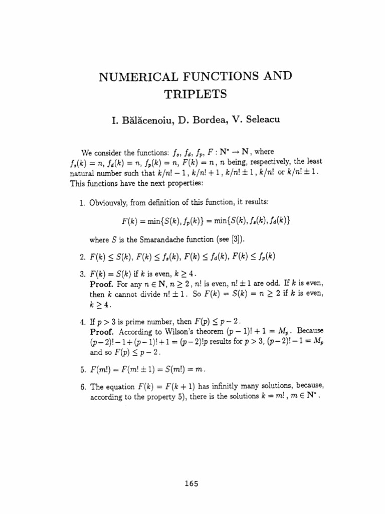 Numerical Functions and Triplets | PDF | Numbers | Abstract Algebra