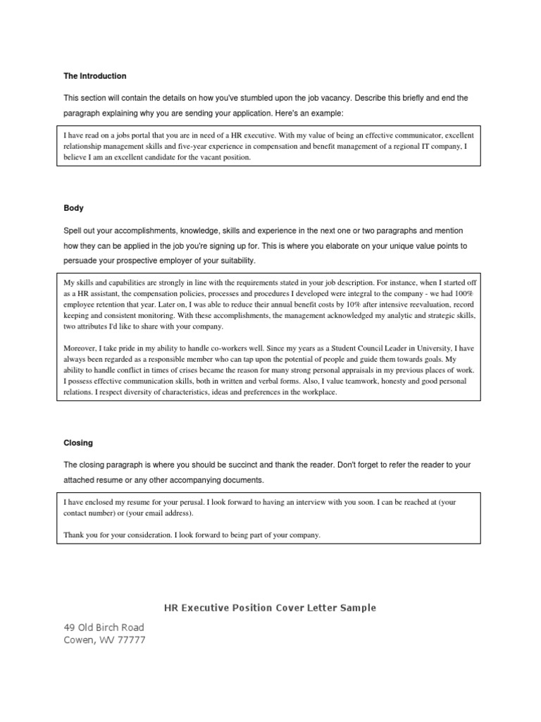 HR Executive Cover Letter Guide | PDF | Employee Retention | Employment