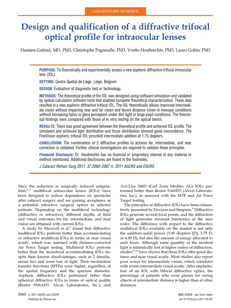 Gatinel Diffractive IOL Design | PDF | Optics | Diffraction