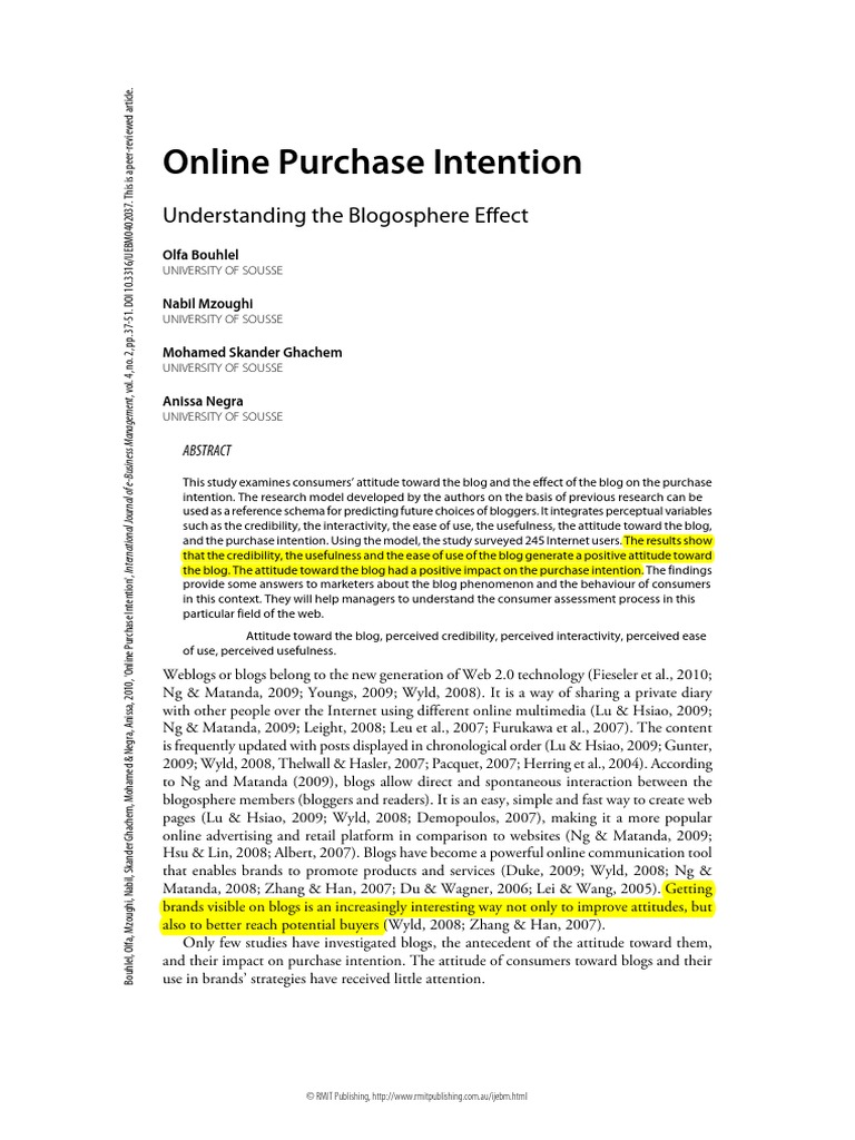 Online Purchase Intention | PDF | Attitude (Psychology) | Blog
