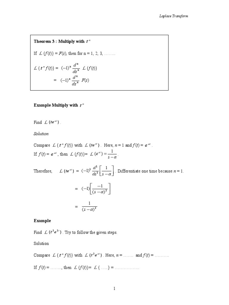 Laplace Transform Theorem 3 Explained | PDF | Language Arts & Discipline