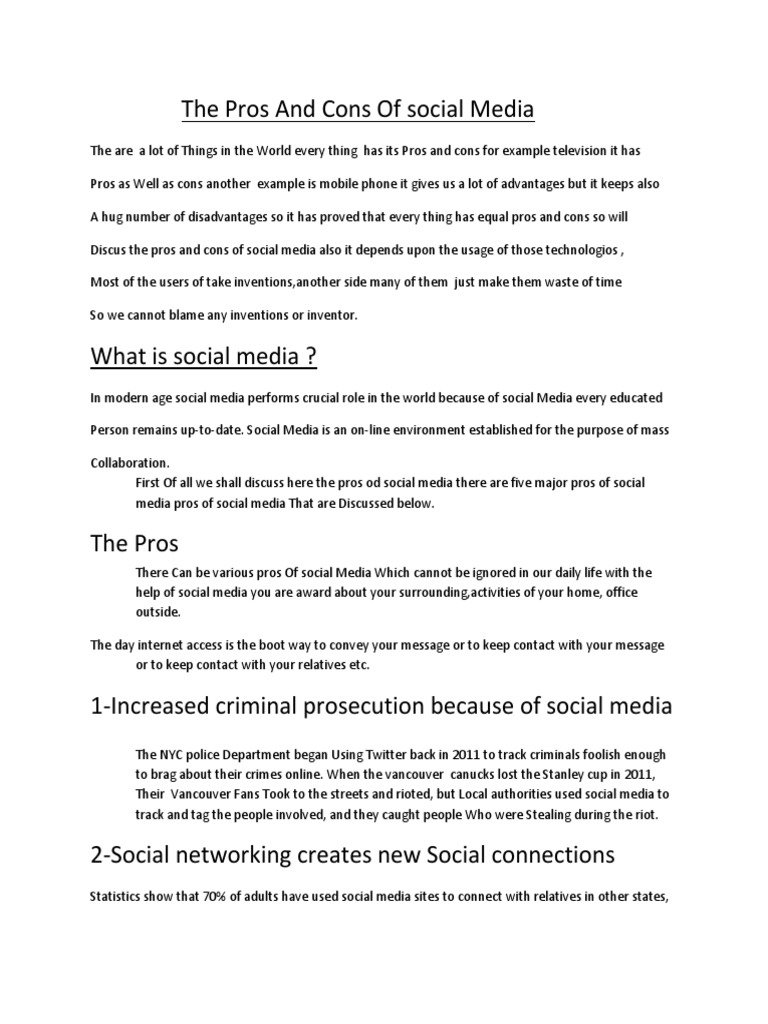 The Pros and Cons of Social Media | Digital & Social Media | Social ...