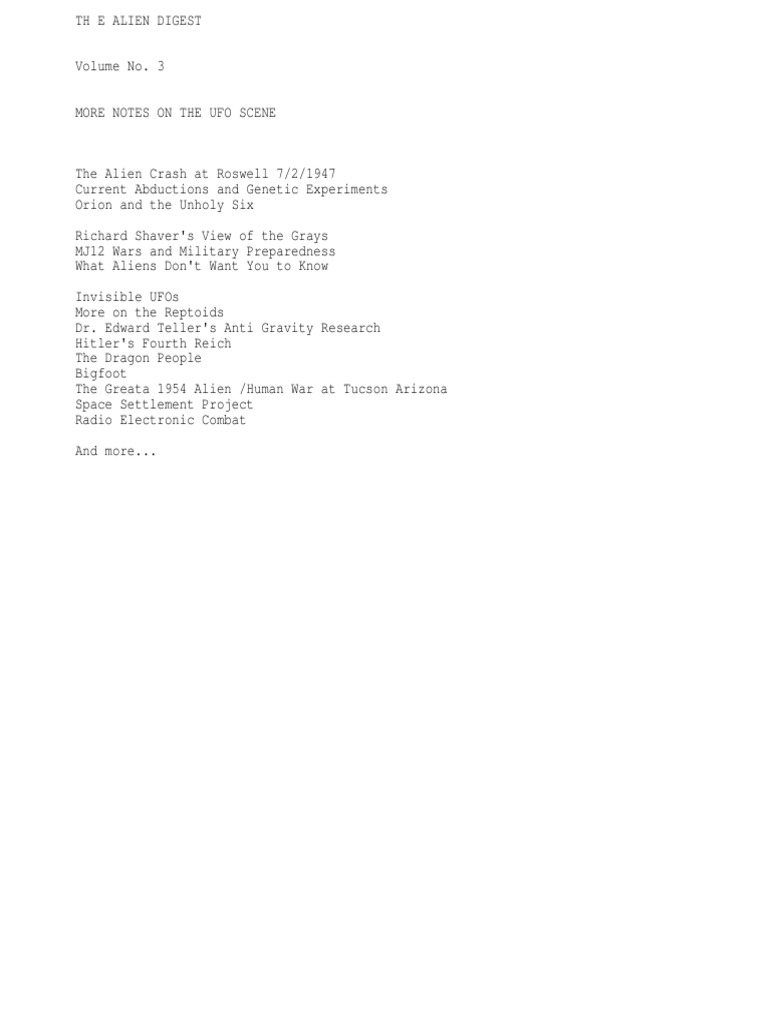 Alien Digest Vol 3 | PDF | Unidentified Flying Object | Central ...