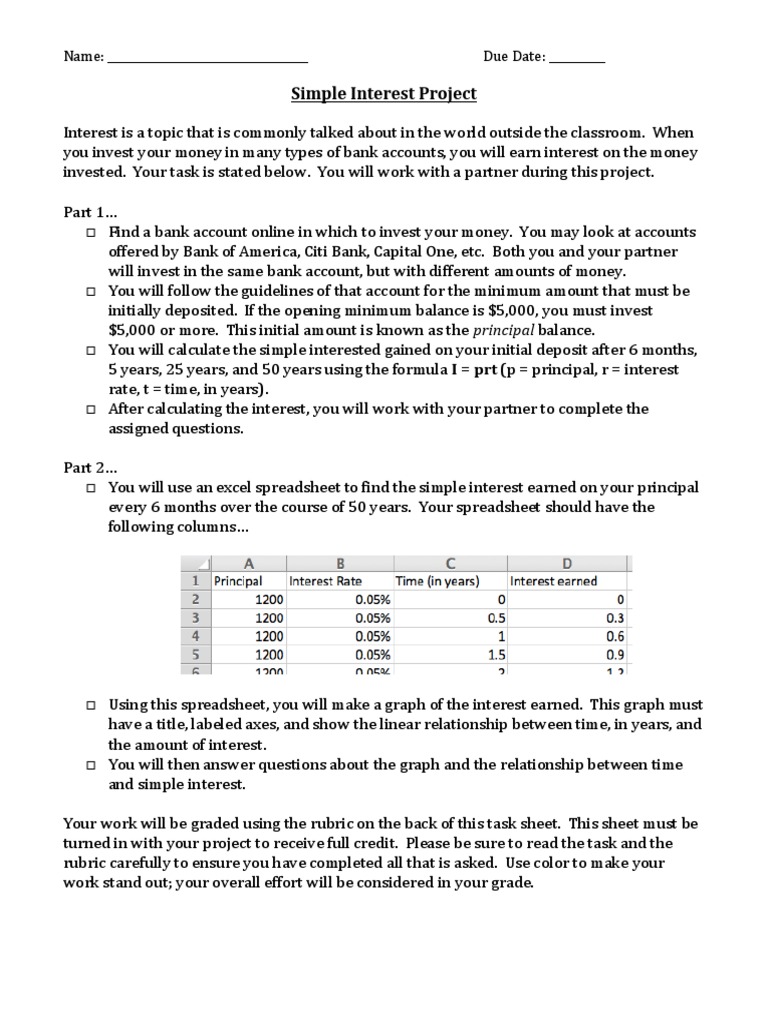 Simple Interest Project | PDF | Interest | Learning