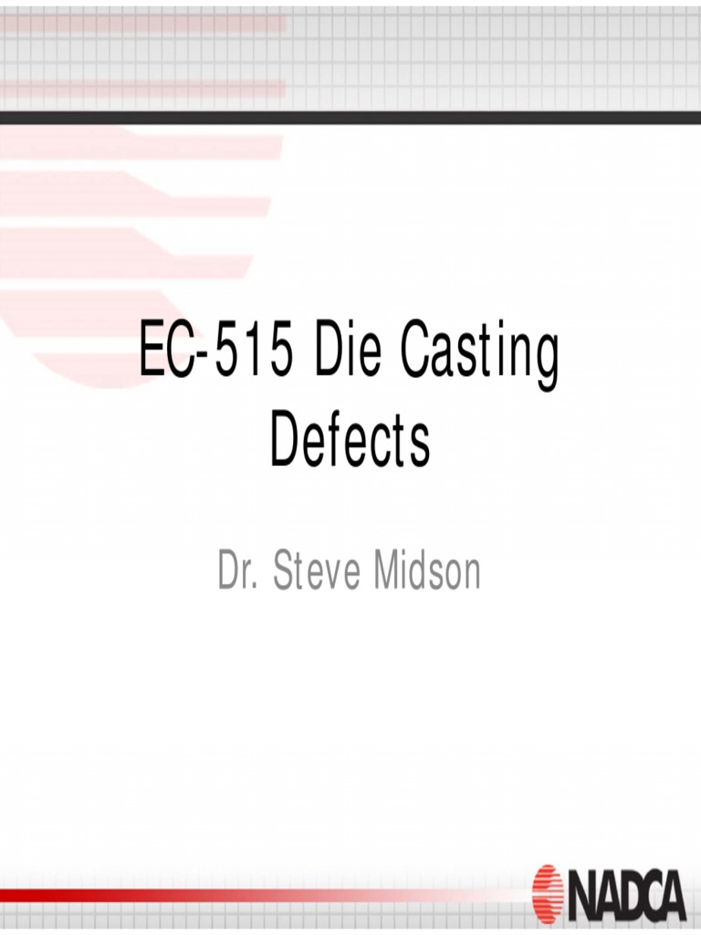 Nadca - Overview of Defets in Die Casting | PDF | Casting (Metalworking ...