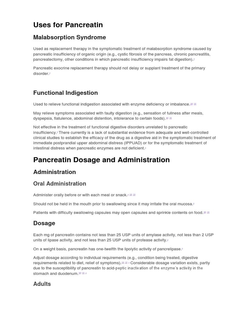 Uses For Pancreatin | PDF | Pancreas | Indigestion