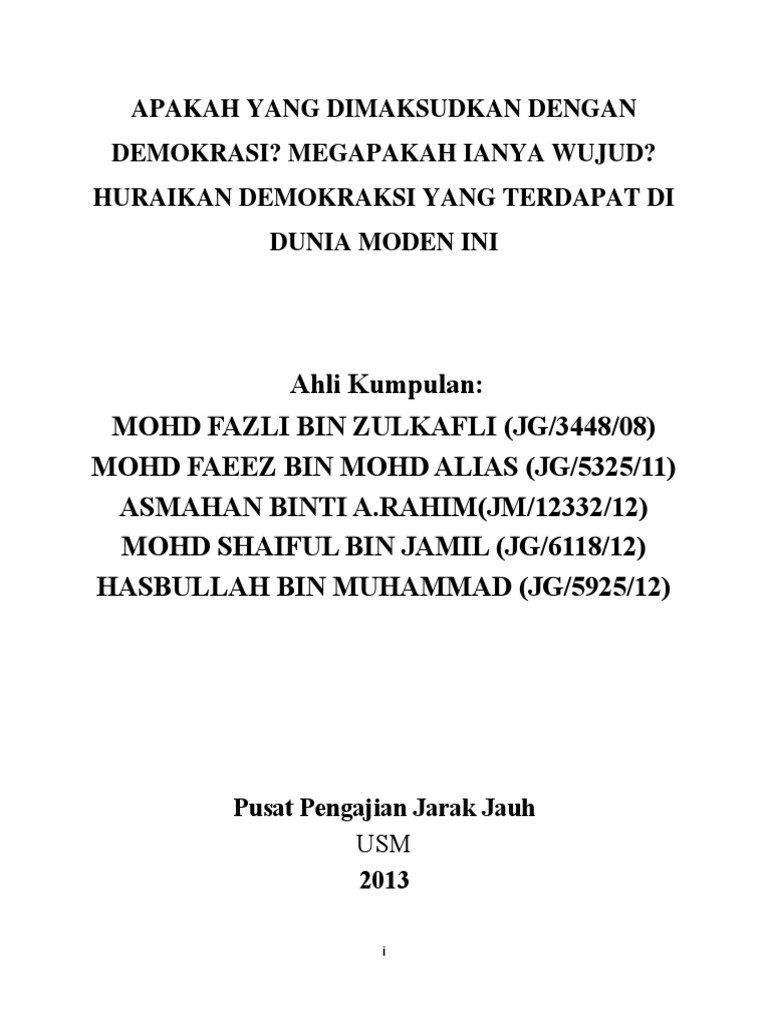 Apakah Yang Dimaksudkan Dengan Demokrasi | PDF