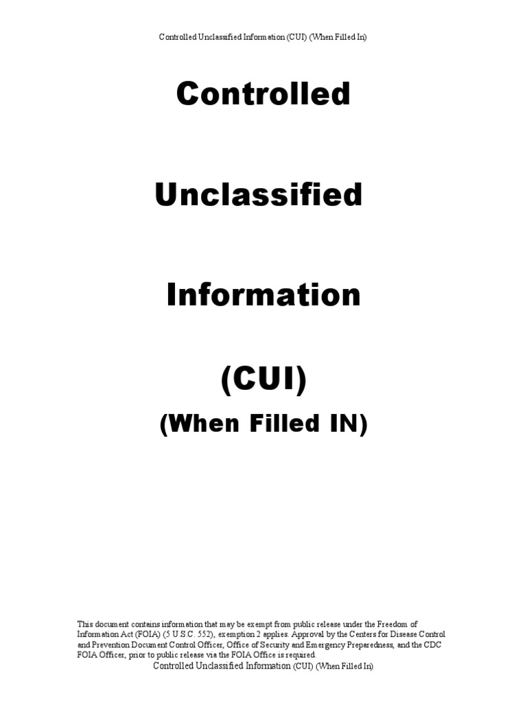 Controlled Unclassified Information (CUI) : (When Filled IN) | PDF ...