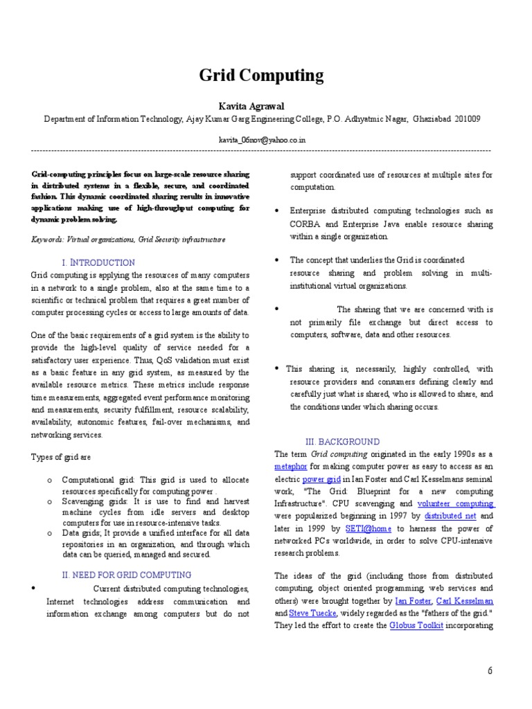 2 KAVITA - Grid Computing - 3 (9.1.10) Pp6-10 | PDF | Grid Computing | Communications Protocols