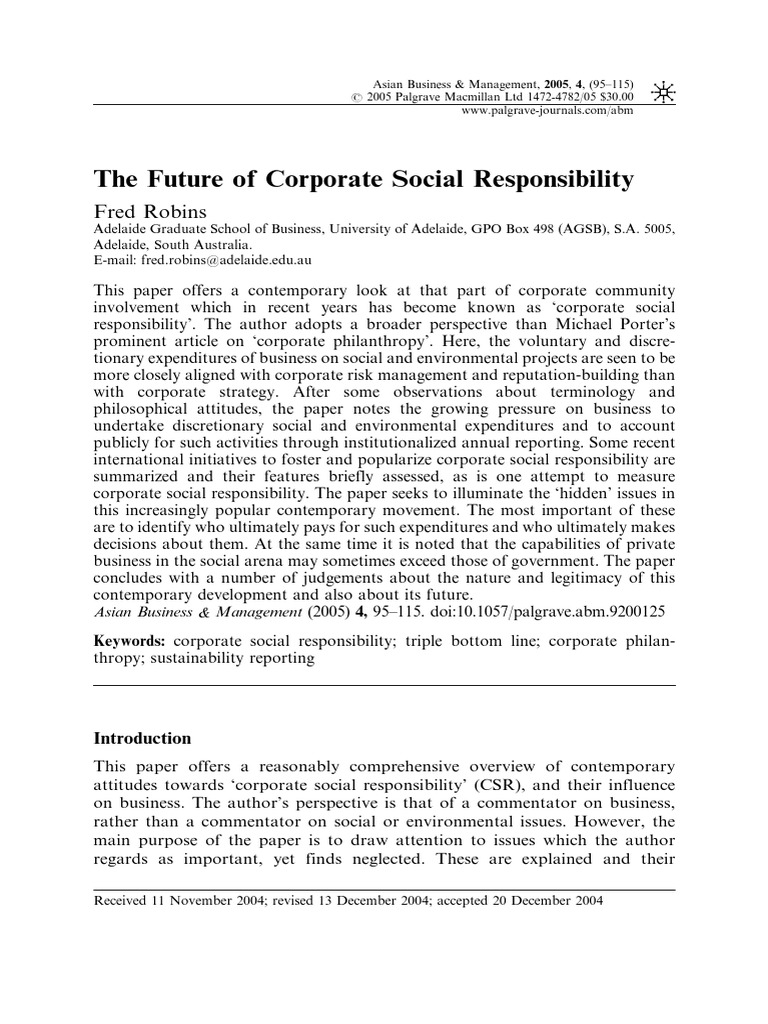 The Future of Business Ethics | PDF | Corporate Social Responsibility ...