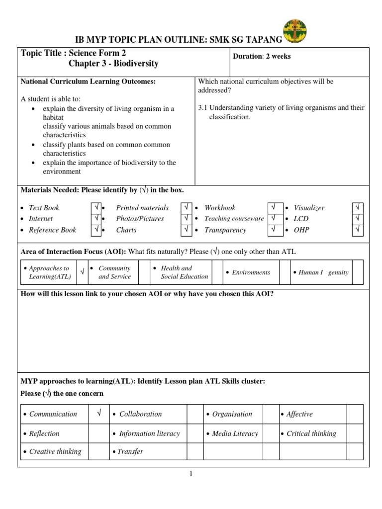 Ib Topic Plan SC f2 - Chap 3 (Biodiversity) | PDF | Biodiversity ...