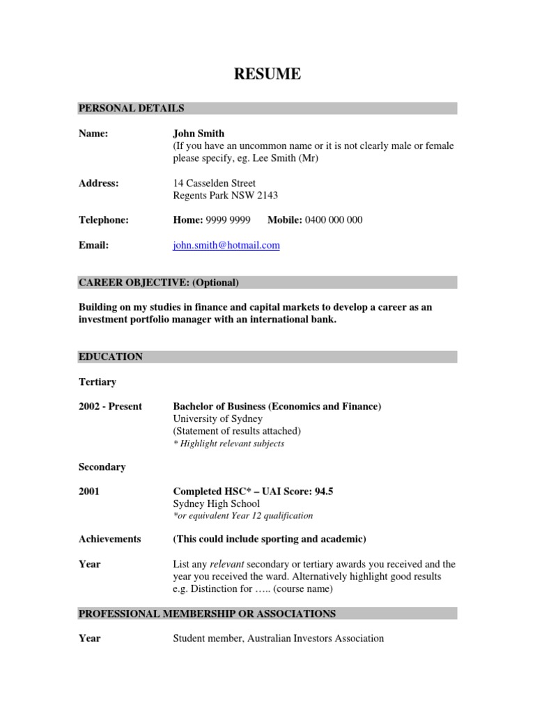 Resume: Highlight Relevant Subjects | PDF | Investor | Banks