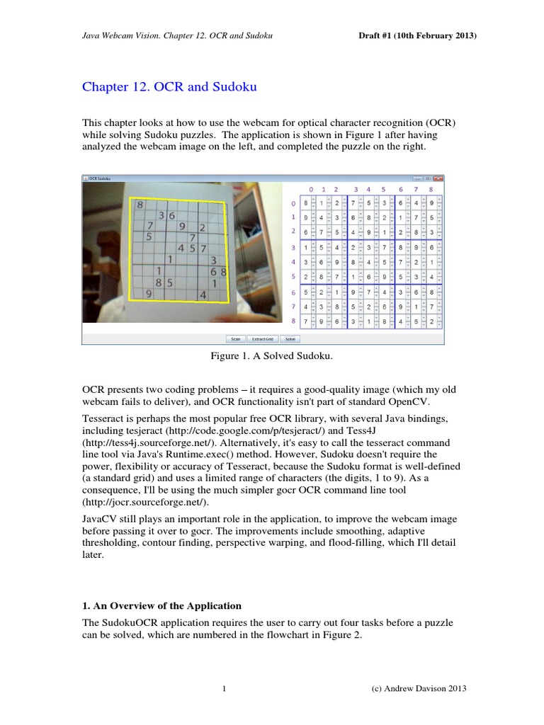 Java Webcam Vision. Chapter 12. OCR and Sudoku | PDF | Optical ...