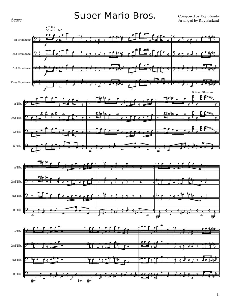 Super Mario Bros. Trombone Quartet | PDF | Video Game Gameplay | Video ...
