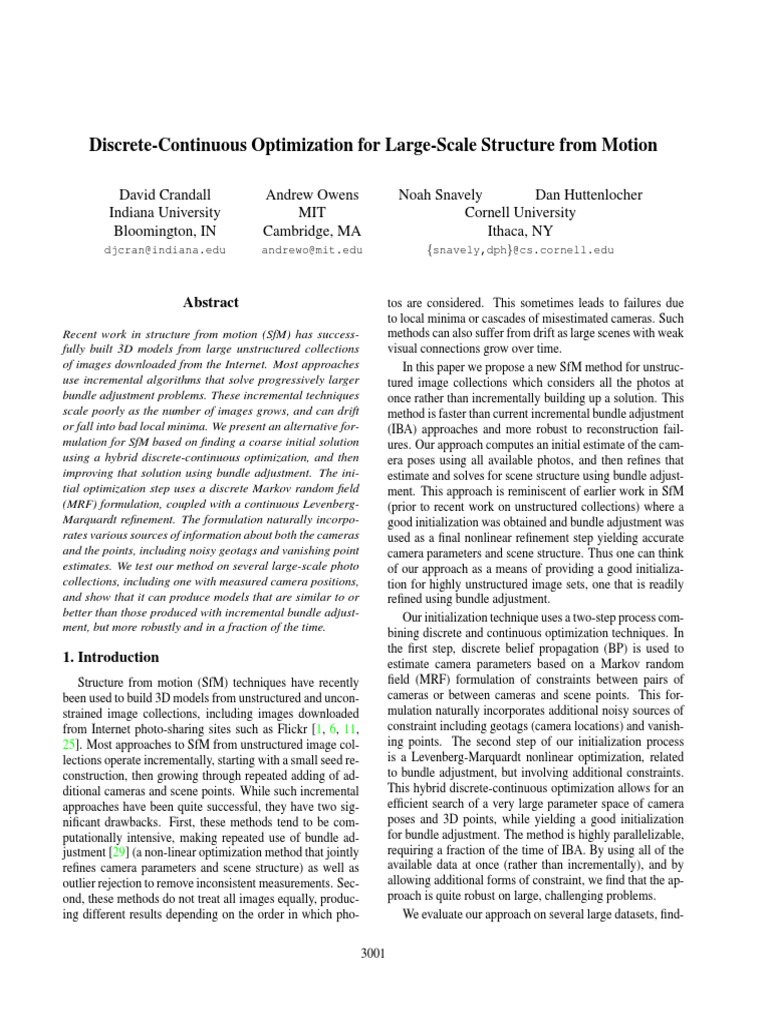 Discrete-Continuous Optimization For Large-Scale Structure From Motion ...