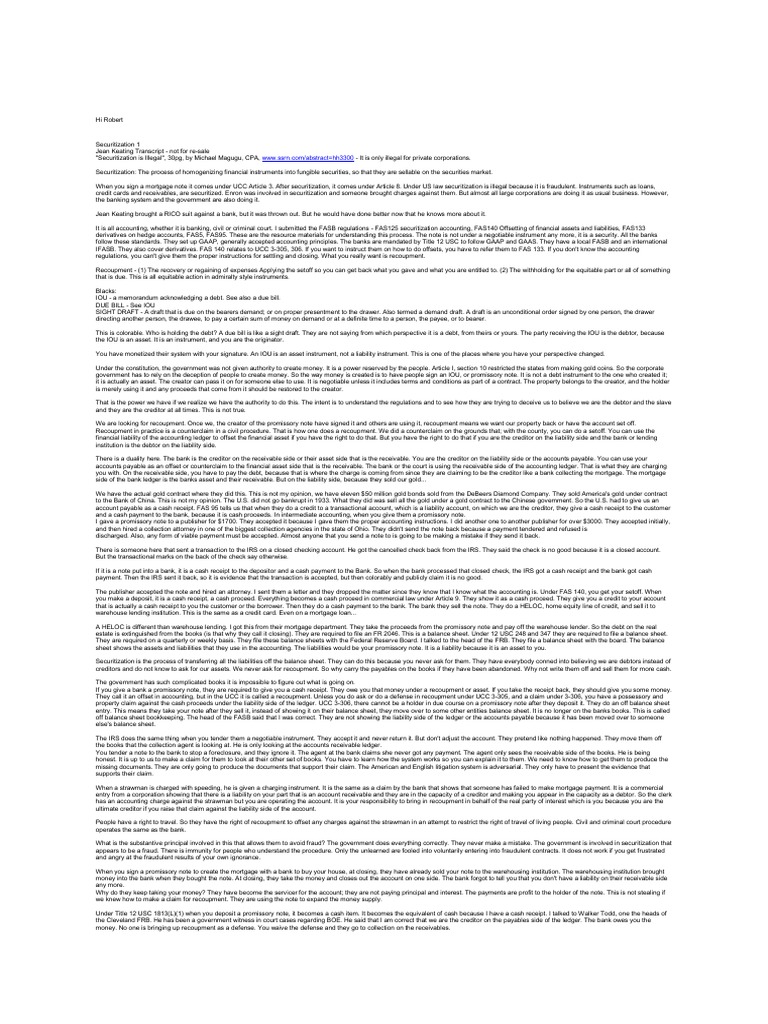 Jean Set Off & Recoupment | PDF | Balance Sheet | Banks