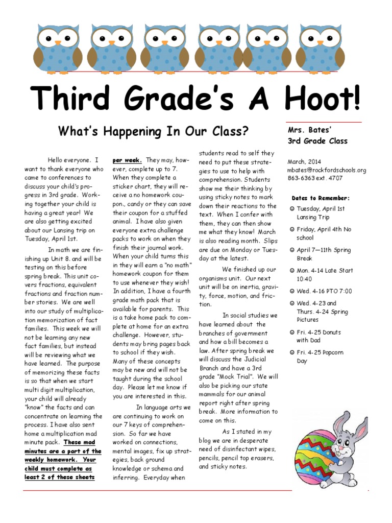 Third Grade's A Hoot!: What's Happening in Our Class? | PDF | Reading ...