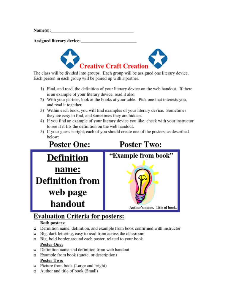 Literary Device Poster Project Guide | PDF