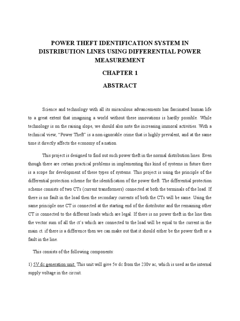 Power Theft Detection System Using CTs | PDF | Embedded System | Rectifier