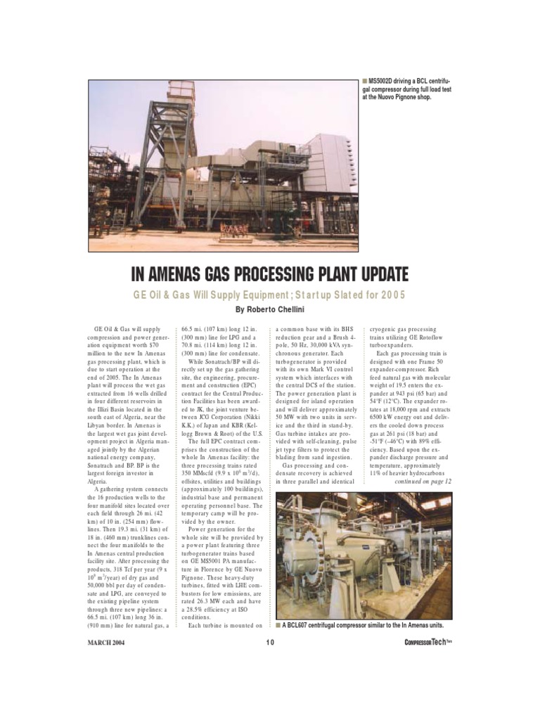 Amenas Gas Processing Plant | PDF | Gas Turbine | Natural Gas