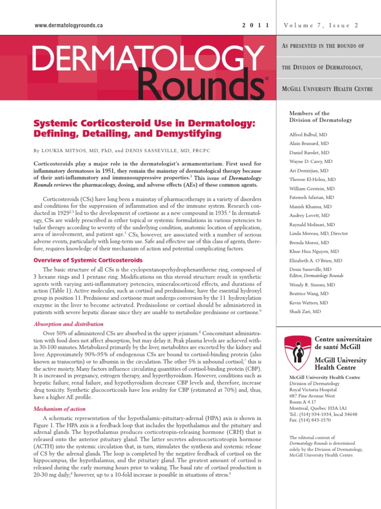 Dermatology: Rounds | PDF | Cortisol | Adrenocorticotropic Hormone