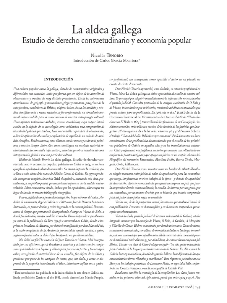 La Aldea Gallega Nicolas Tenorio | PDF | Clásicos