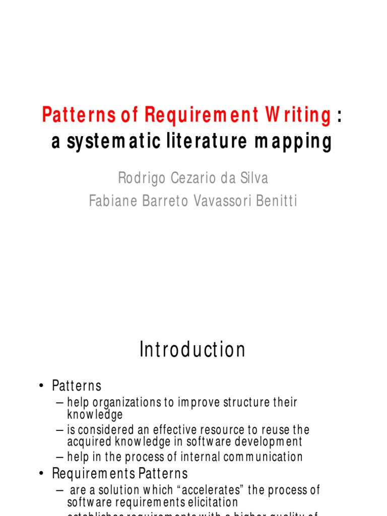 A Systematic Literature Mapping: Patterns of Requirement Writing | PDF ...