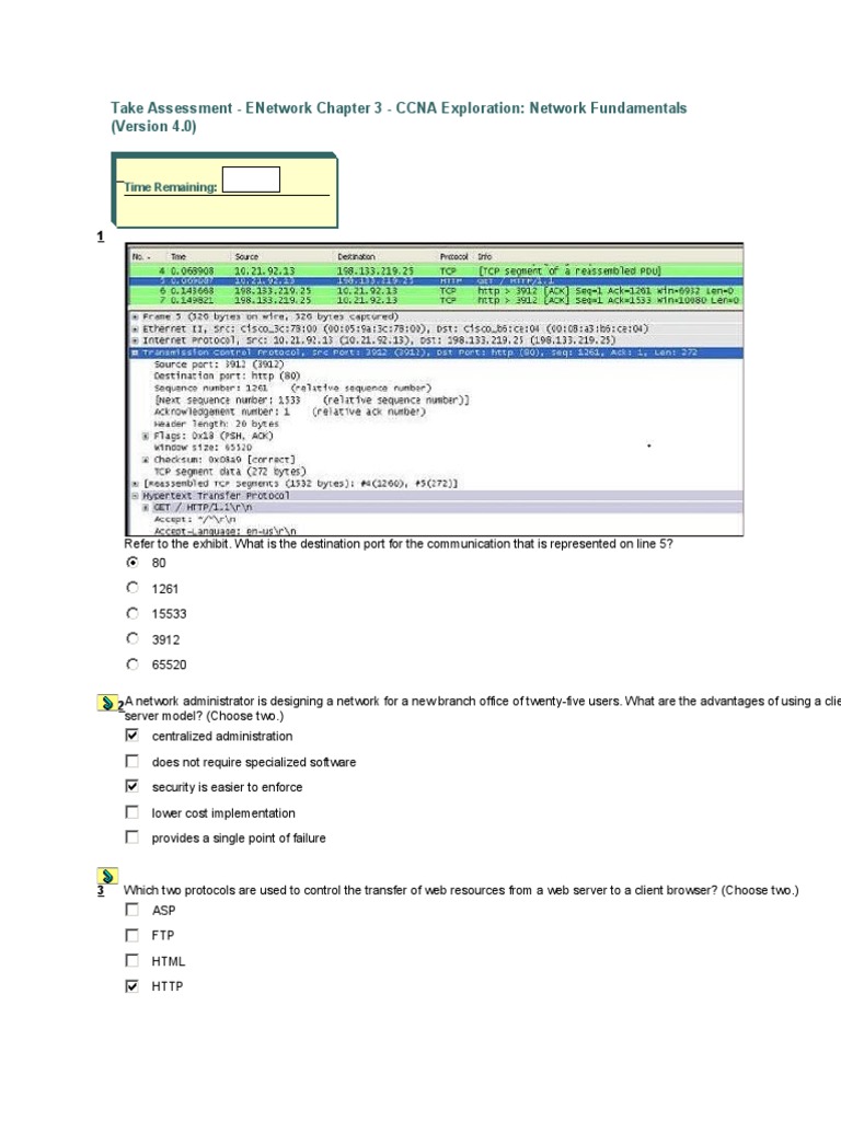 Take Assessment Enetwork Chapter 3 Ccna Exploration Network Fundamentals Version 4 0