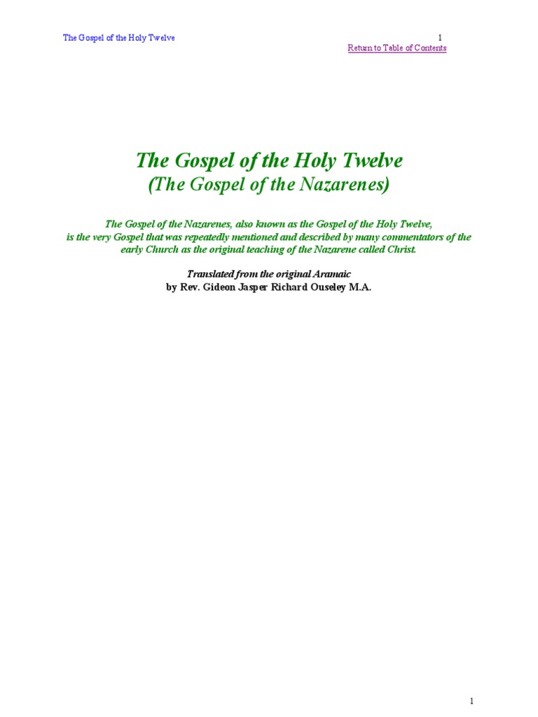 The Gospel of the Holy Twelve Explained | PDF | Gabriel | Jesus