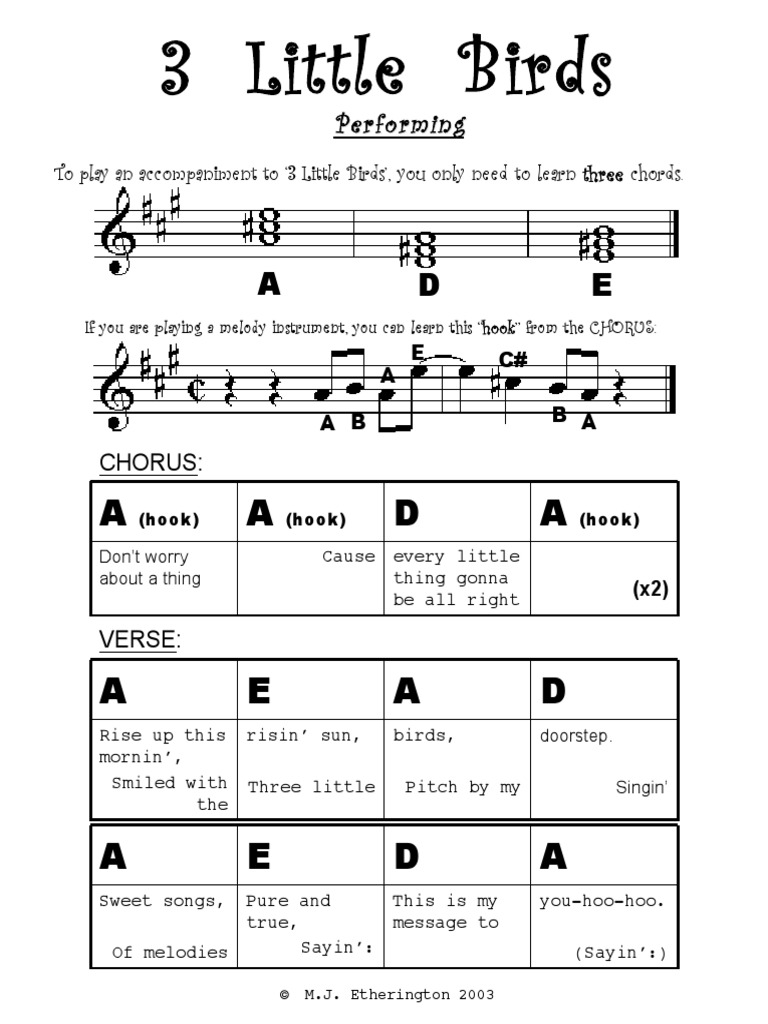 Chords for "3 Little Birds" Accompaniment | PDF