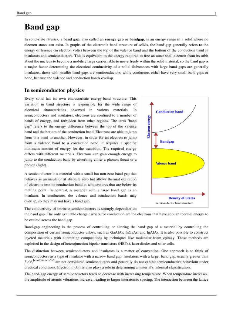 Band Gap: in Semiconductor Physics | PDF | Band Gap | Phases Of Matter