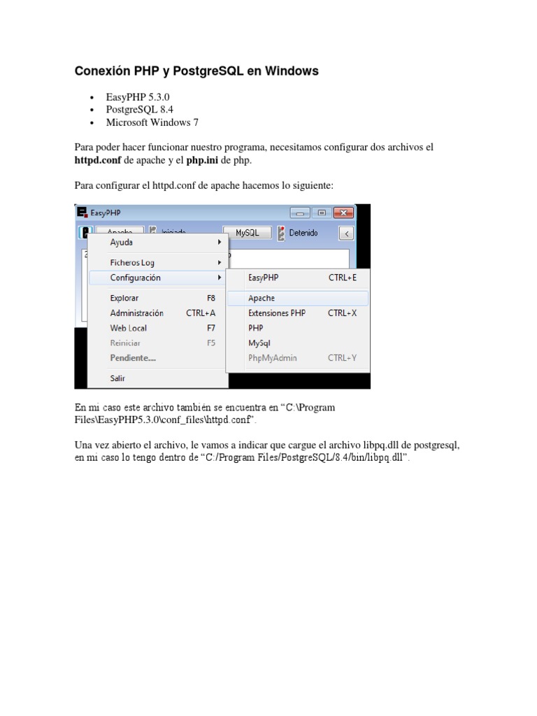 Conexión PHP y PostgreSQL en Windows PDF | Descargar gratis PDF | Postgre Sql | Tabla (base de ...