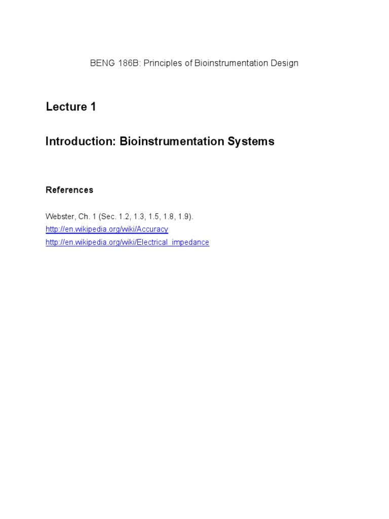 Bioinstrumentation Design Principles | PDF