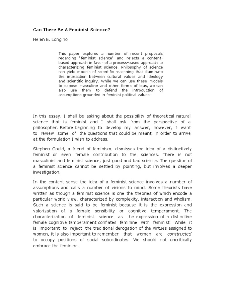 Can There Be A Feminist Science? | PDF | Feminism | Gender Studies