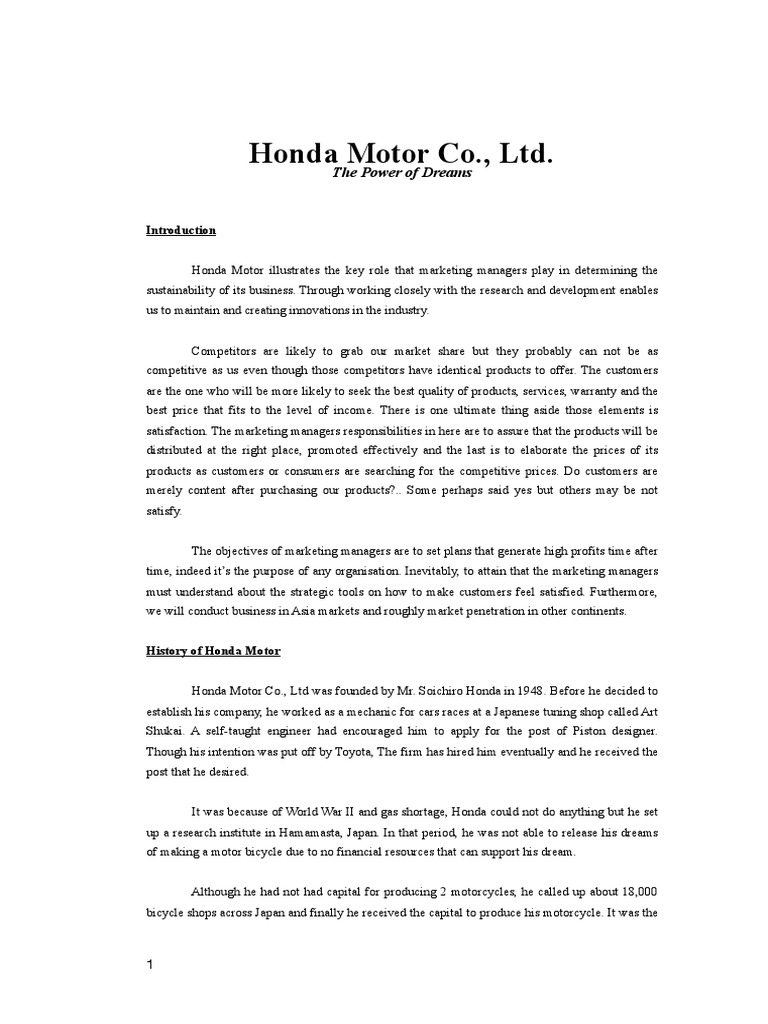 Honda Marketing Strategy | PDF | Honda | Marketing