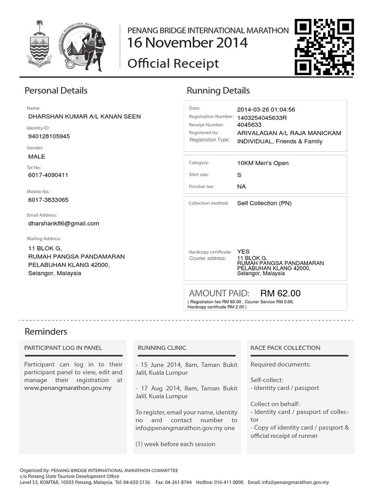 Penang Marathon Registration Fees | PDF
