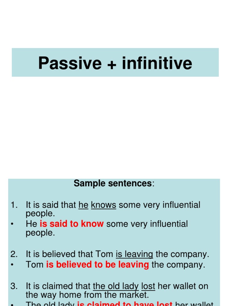 Passive Infinitive | Morphology | Rules