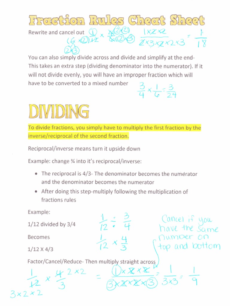 Fraction Rules | PDF | Fraction (Mathematics) | Elementary Mathematics