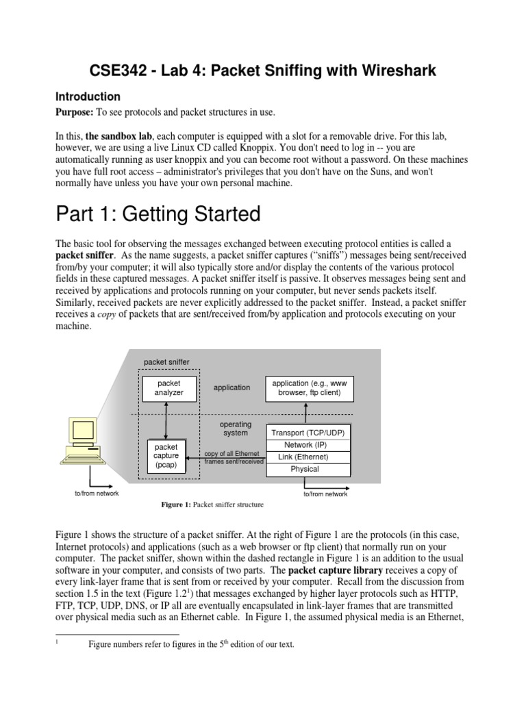 Part 1: Getting Started: CSE342 - Lab 4: Packet Sniffing With Wireshark | Download Free PDF ...