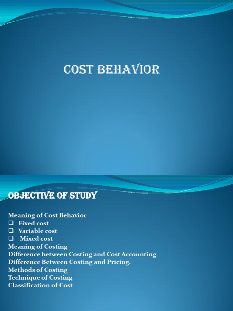 Ch-3 Cost Behavior | PDF | Cost | Cost Accounting