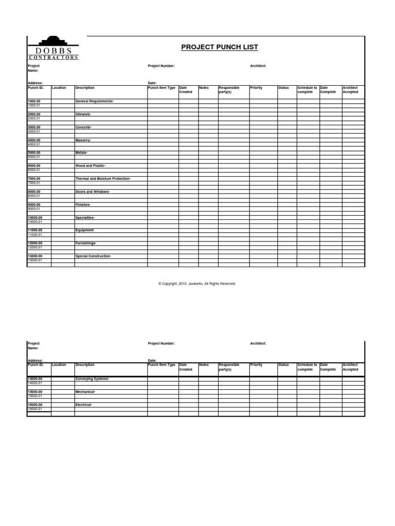 Punch List | PDF