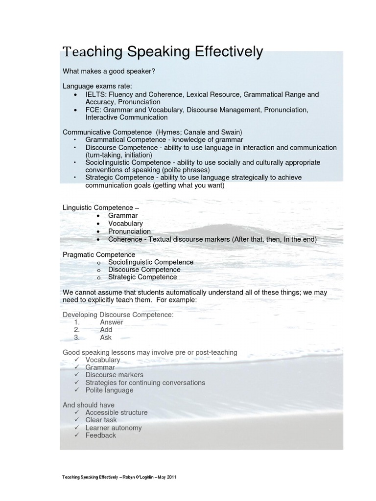 Teaching Speaking Effectively | PDF | Competence (Human Resources ...