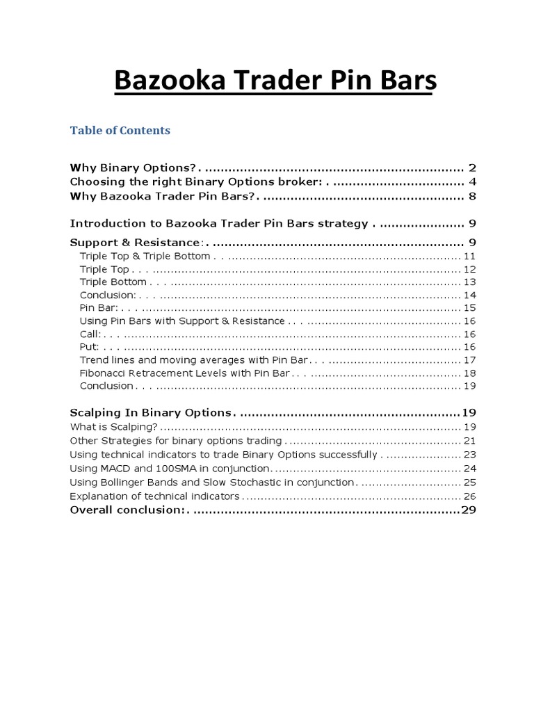Bazooka - Pin Bars | Download Free PDF | Option (Finance) | Market Trend
