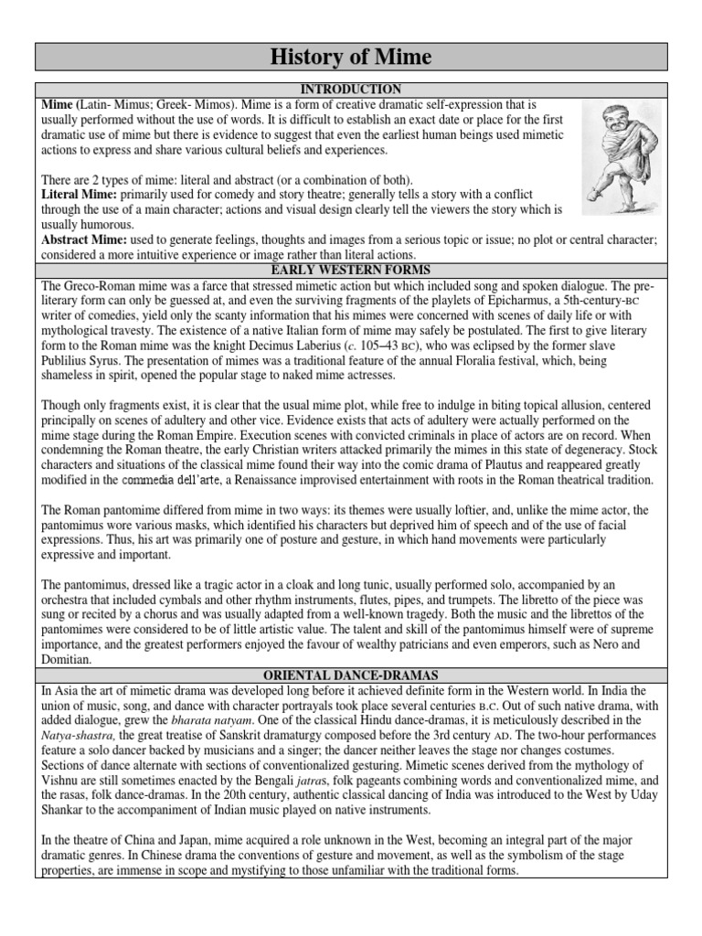 History of Mime | PDF | Theatre | Dances