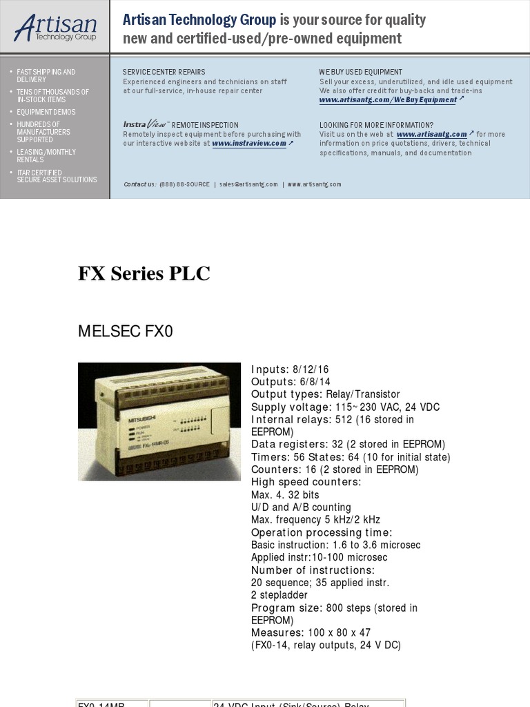 MELSEC FX Series PLC Overview | PDF | Programmable Logic Controller ...