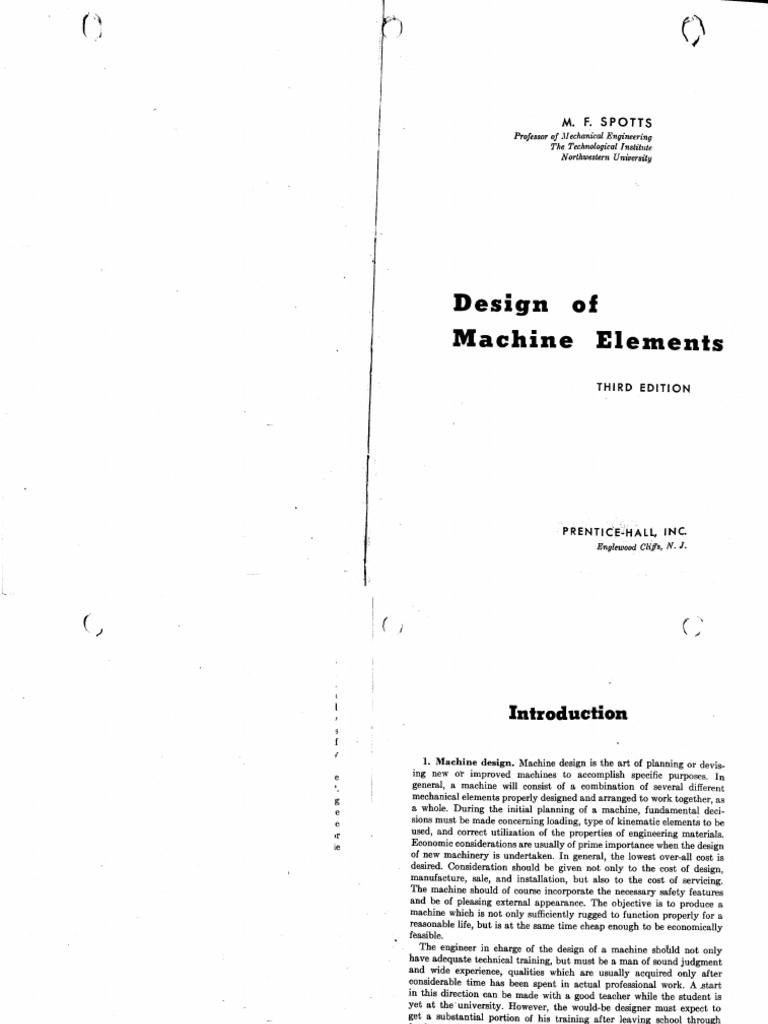 Design of Machine Elements Spotts | PDF