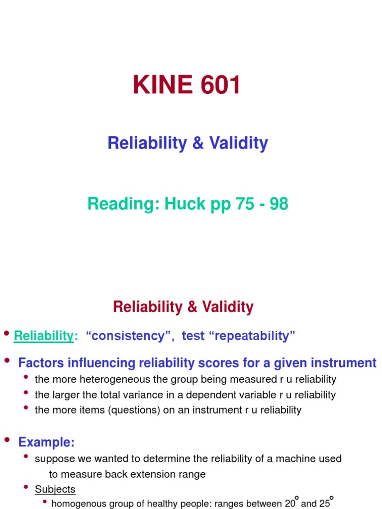 601 4 Research Reliability & Validity | PDF | Validity (Statistics) | Sensitivity And Specificity