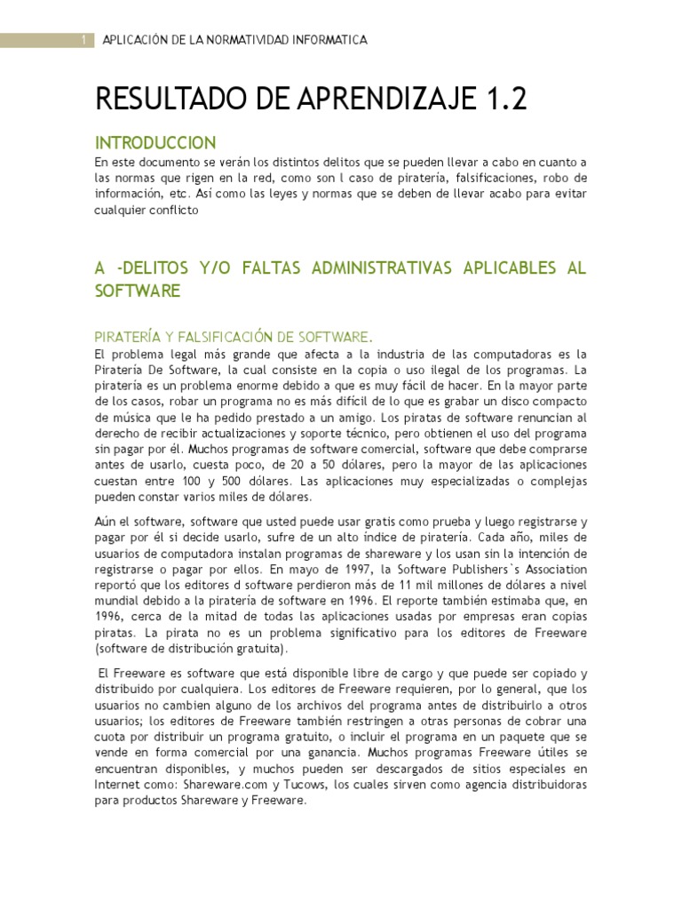RA1.2 - Aplicacion de La Normatividad Informatica | PDF | Infracción de ...