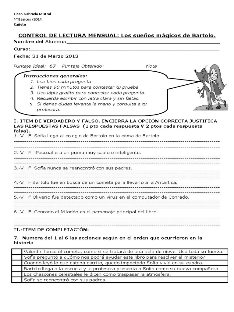 Control de Lectura Los Sueños Mágicos Clau | PDF | Artes del Lenguaje y ...